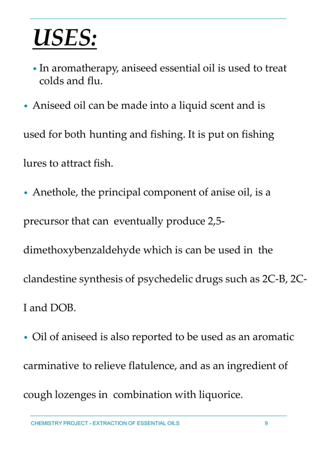 Chemistry Project Extraction of Essential Oils Present in Aniseed(Saunf ...
