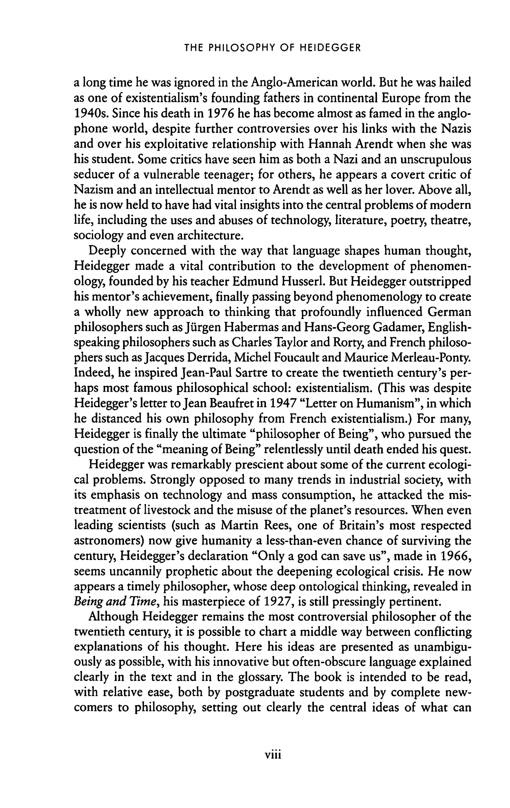 The Philosophy Of Heidegger Michael Watts | PDF