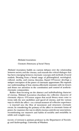 Mediated Associations Cinematic Dimensions Of Social Theory Daniel ...