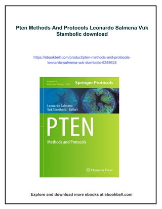Pten Methods And Protocols Leonardo Salmena Vuk Stambolic | PDF