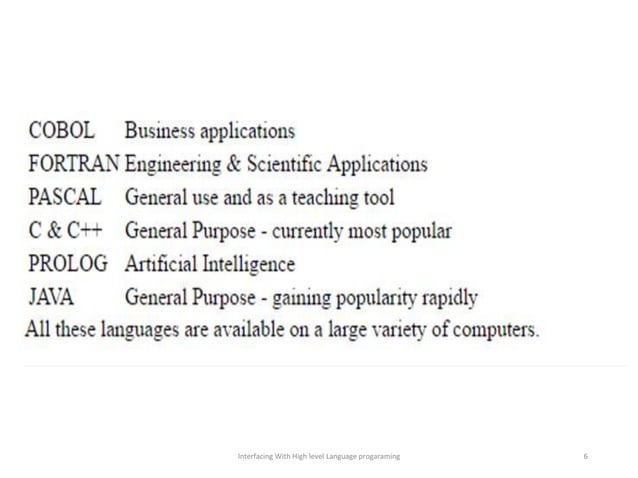 Interfacing With High Level Programming Language | PPTX