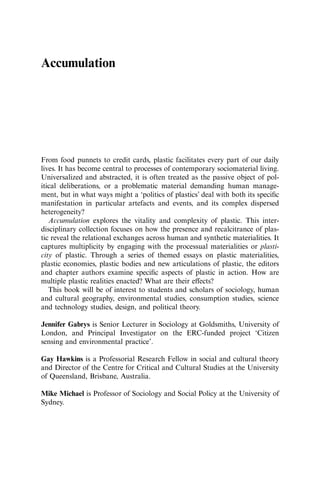 Accumulation The Material Politics Of Plastic Jennifer Gabrys | PDF
