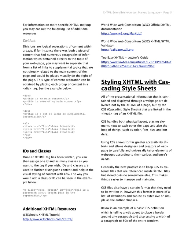 xhtml-documentation | PDF