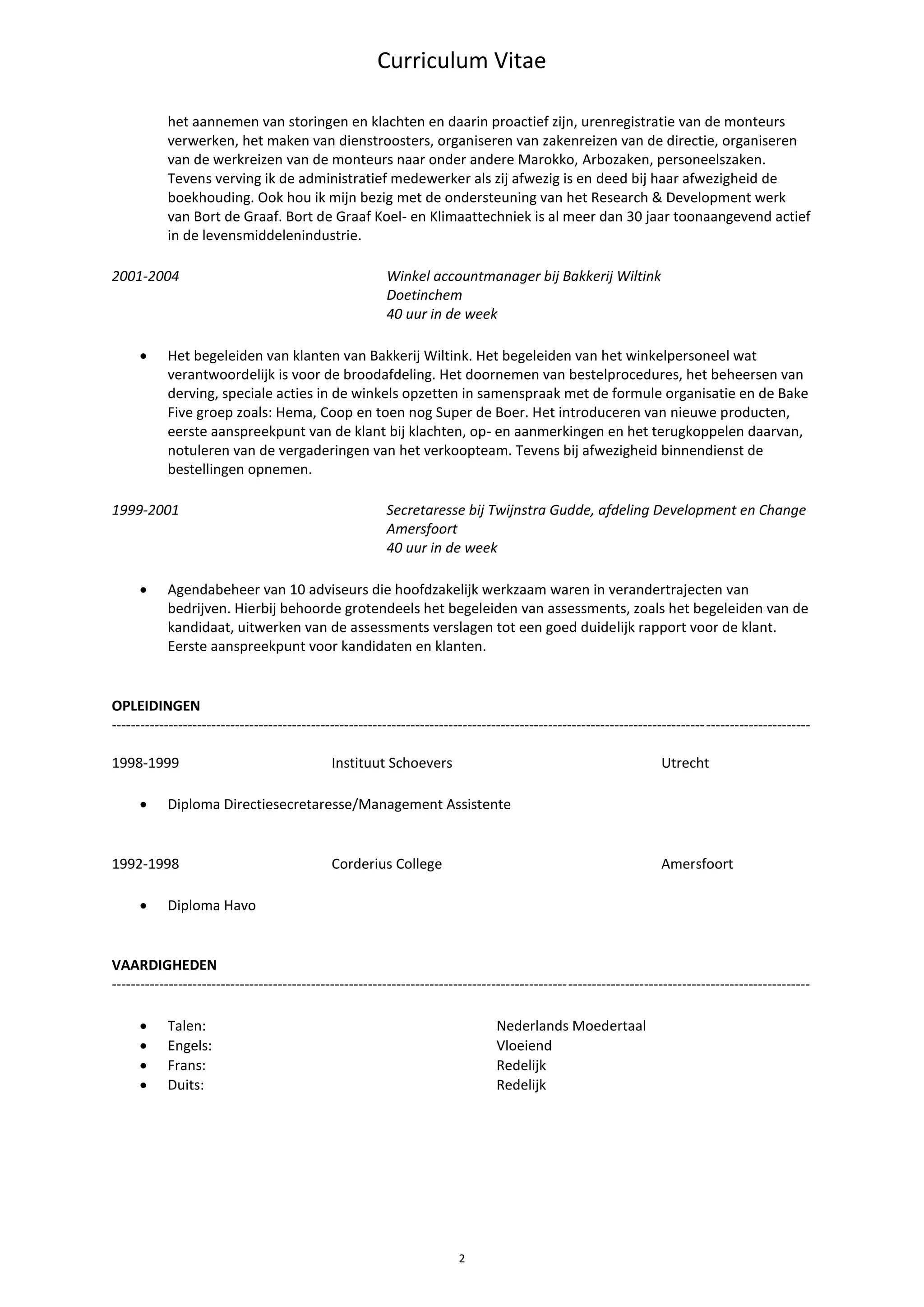 CV Jobke de Graaf 2016 | PDF