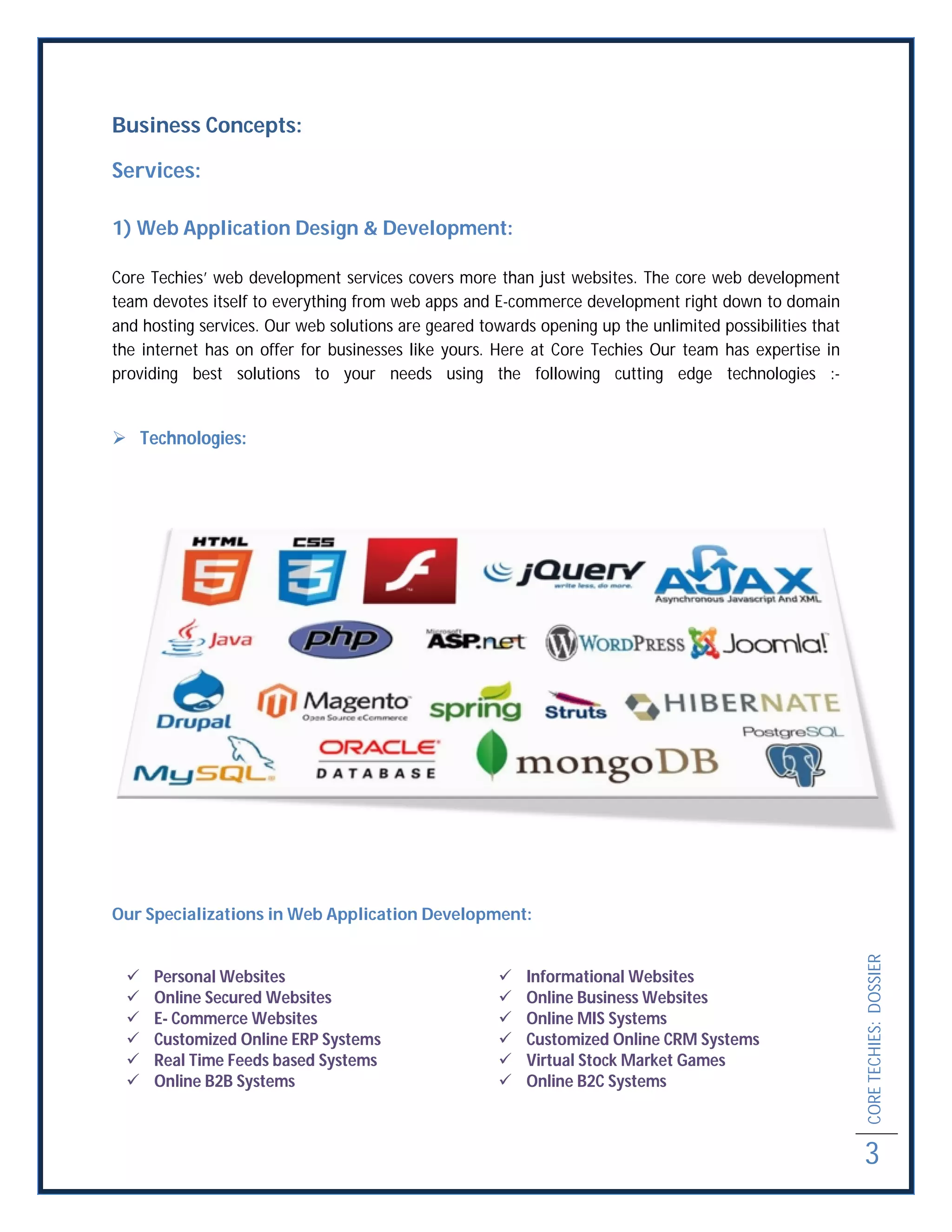 Core Techies Profile & Portfolio - Dossier S | PDF