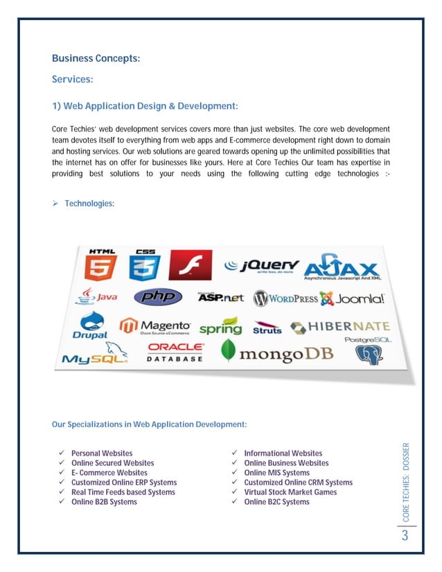Core Techies Profile & Portfolio - Dossier S | PDF