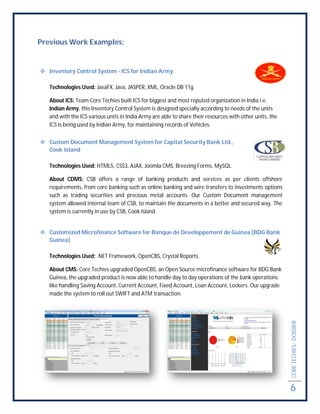 Core Techies Profile & Portfolio - Dossier S | PDF