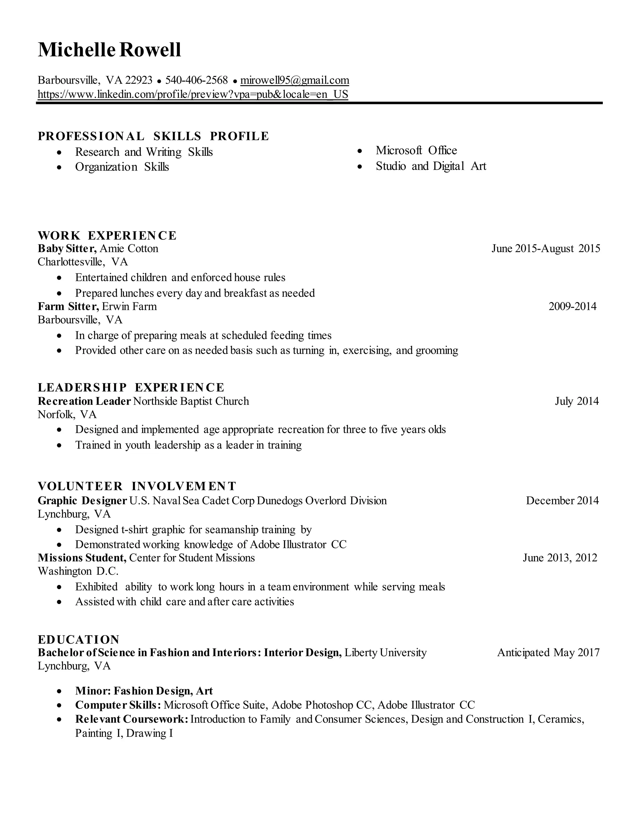 Resume - Michelle Rowell - Professional | PDF