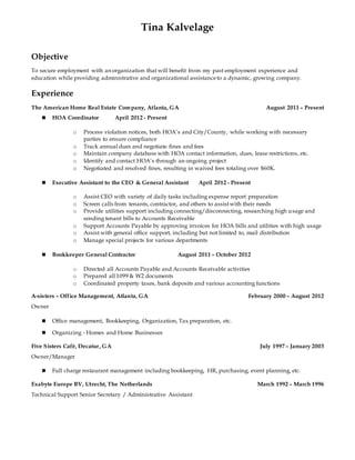 Tina Kalvelage New Resume 2015 wo | PDF