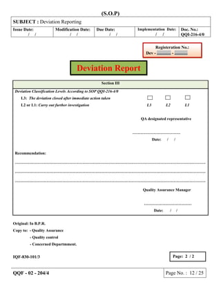 Pharmaceutical Deviation SOP | PDF