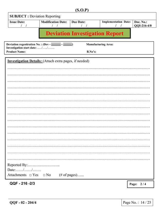 Pharmaceutical Deviation SOP | PDF