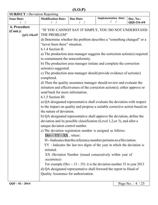 Pharmaceutical Deviation SOP | PDF
