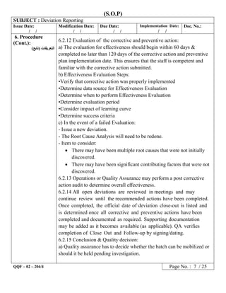 Pharmaceutical Deviation SOP | PDF
