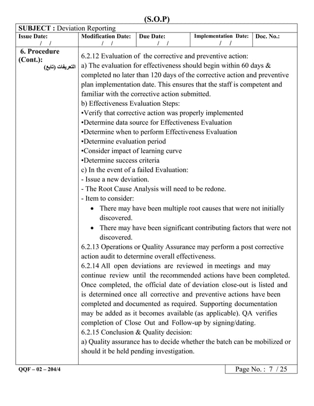 Pharmaceutical Deviation SOP | PDF