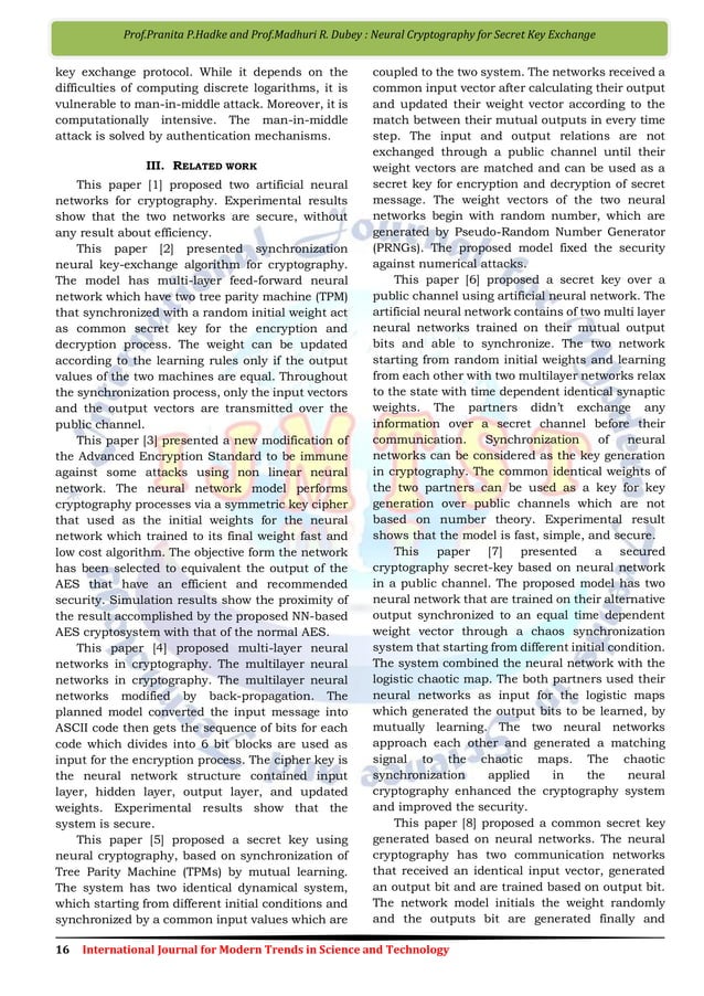Neural Cryptography for Secret Key Exchange | PDF | Information and Network Security | Computing