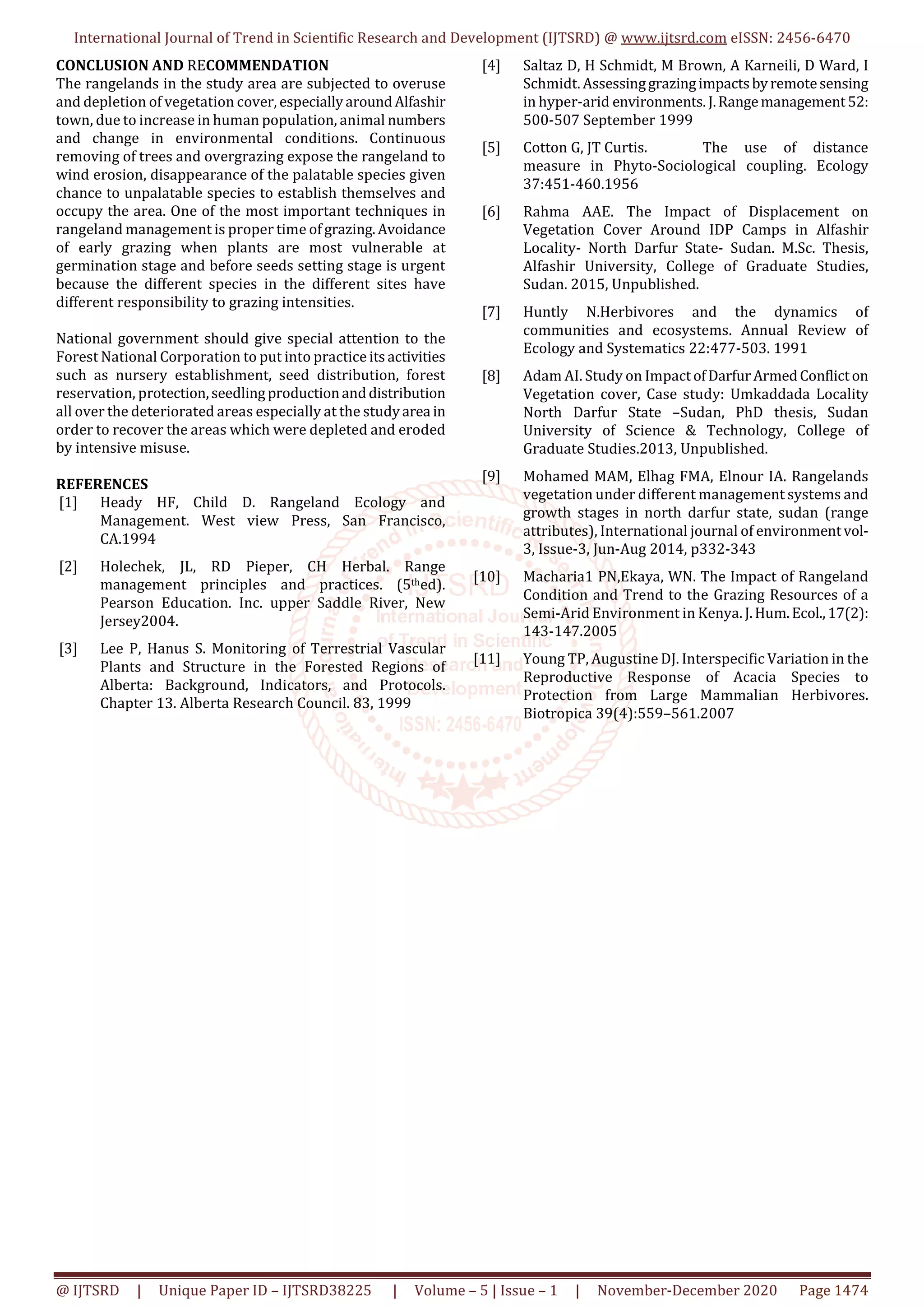 Impact of Herder Activities on Rangelands at Semi Arid Zone of North Darfur State, Sudan | PDF