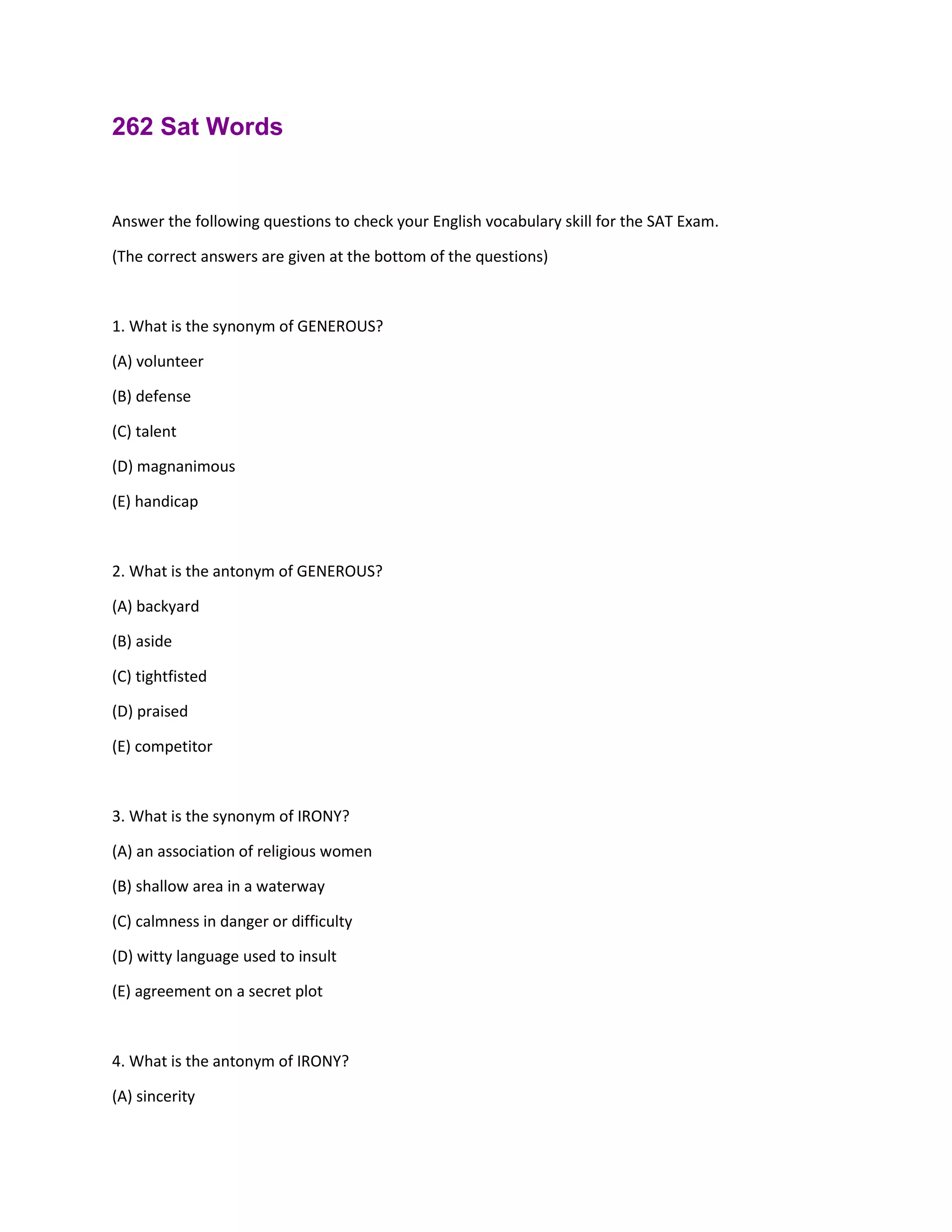 262 Sat Words | PDF
