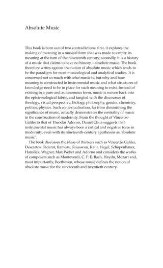 Absolute Music And The Construction Of Meaning Daniel Chua | PDF