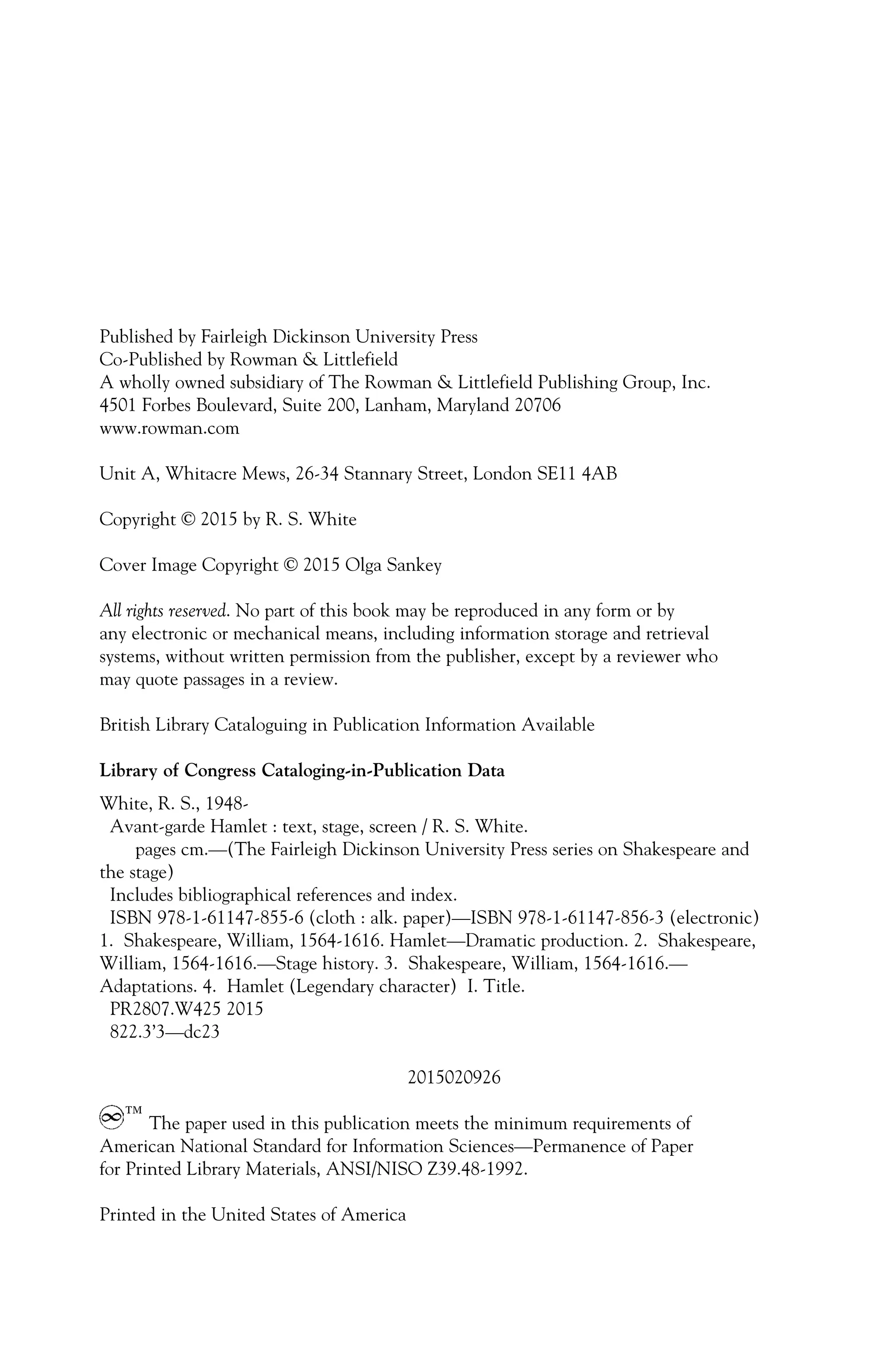Avantgarde Hamlet Text Stage Screen Shakespeare William White | PDF