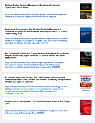 Project Portfolio Management A Model For Improved Decision Making First Edition Enoch | PDF