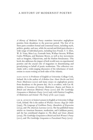 A History Of Modernist Poetry Davis Alex Jenkins Lee Margaret | PDF