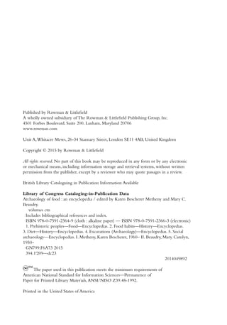 Archaeology Of Food An Encyclopedia Beaudry Mary Carolyn Metheny | PDF