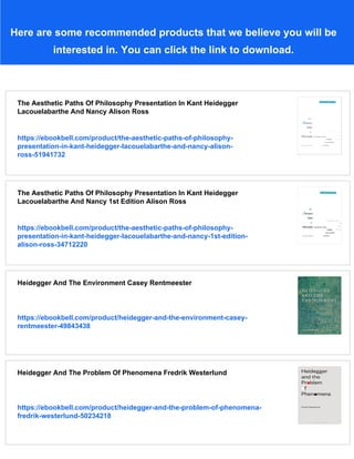 Heidegger And The Aesthetics Of Living Heidegger Martin Heidegger | PDF