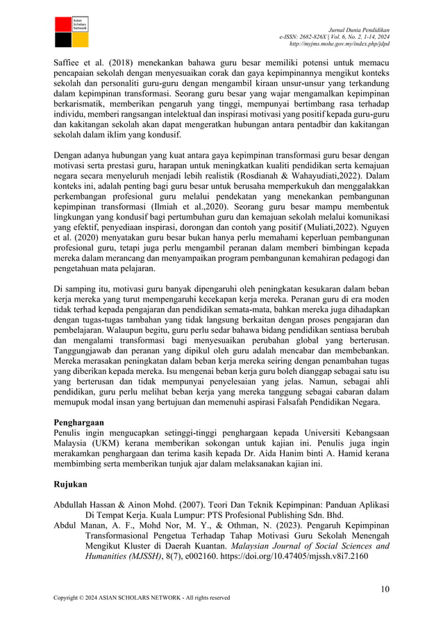 Amalan Gaya Kepimpinan Transformasi Guru Besar | PDF