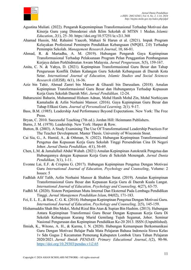 Amalan Gaya Kepimpinan Transformasi Guru Besar | PDF
