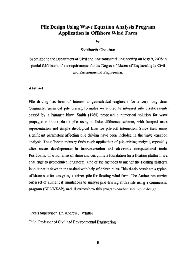 Pile Design Using Wave Equation Analysis Program Application In Offshore Wind Farm Pdf
