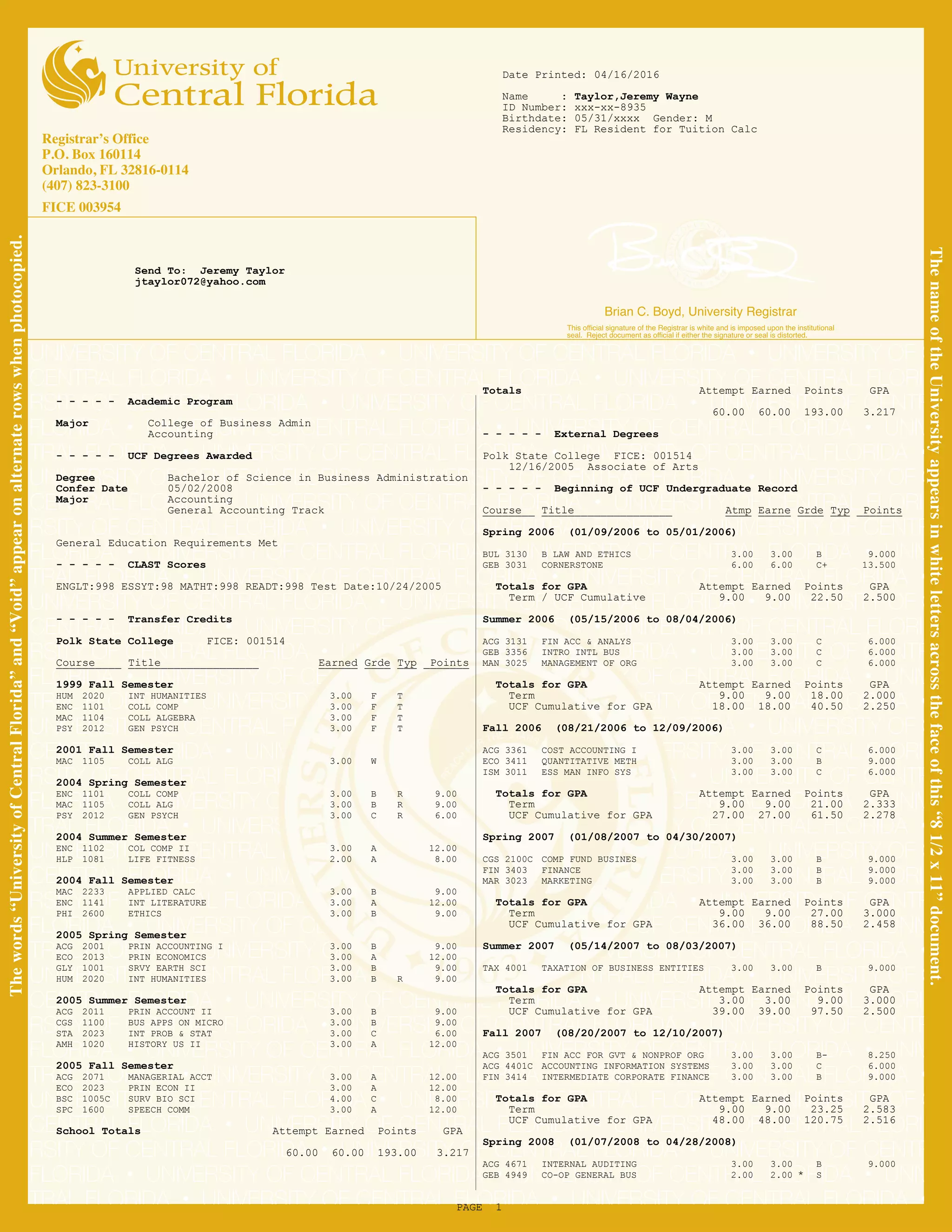 9561294_eTranscript | PDF | Undergraduate Education | College Education