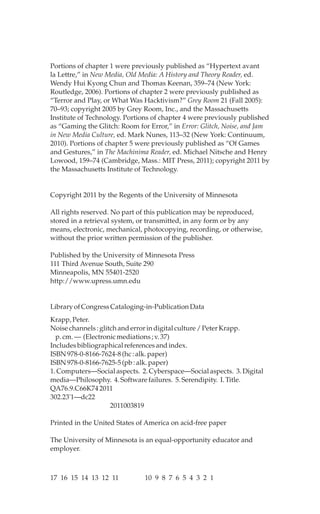 Noise Channels Glitch And Error In Digital Culture Krapp Peter | PDF