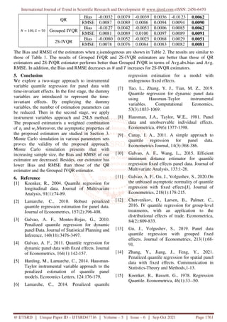 A Two Stage Estimator of Instrumental Variable Quantile Regression for Panel Data with Time ...
