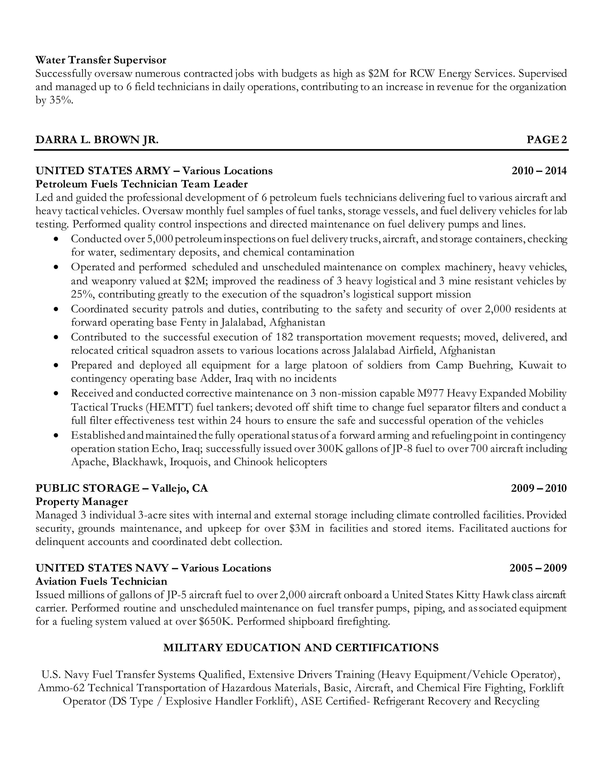 Darra Brown Hire Heroes USA Resume | DOCX