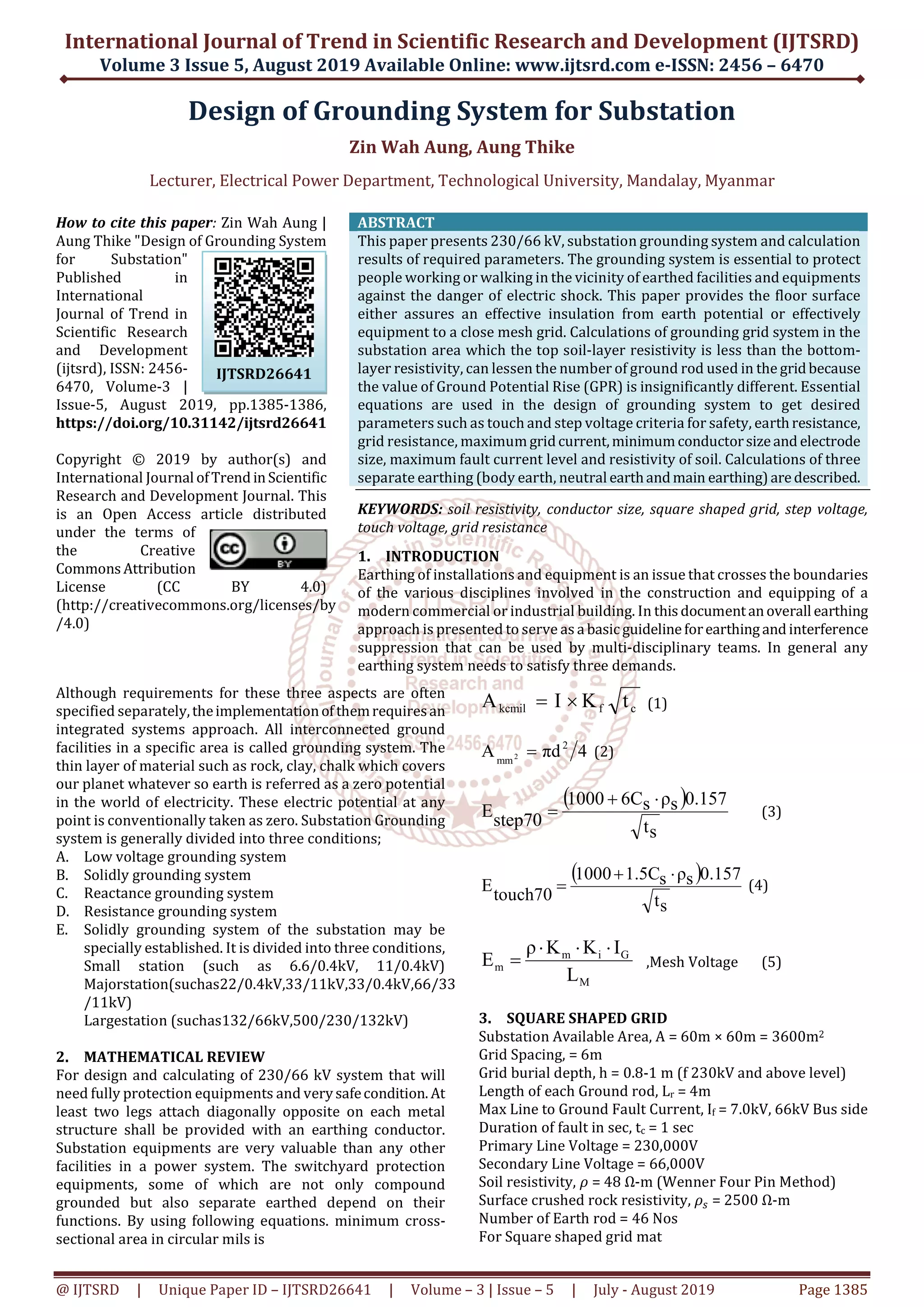 Design of Grounding System for Substation | PDF