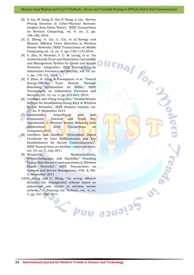 Secure and Trustable Routing in WSN for End to End Communication | PDF