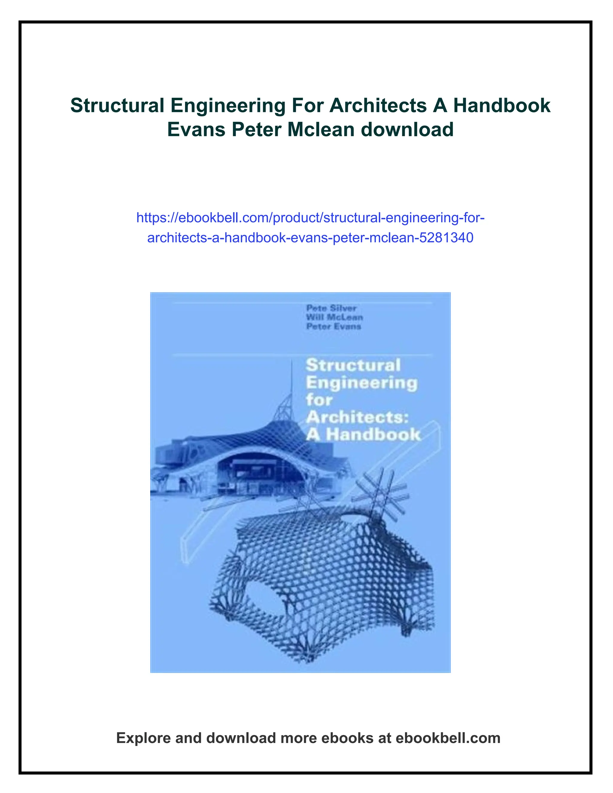 Structural Engineering For Architects A Handbook Evans Peter Mclean | PDF