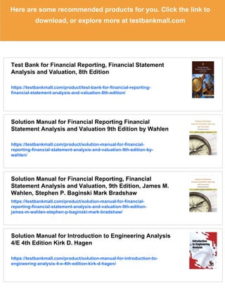 Solution Manual for Financial Reporting, Financial Statement Analysis ...