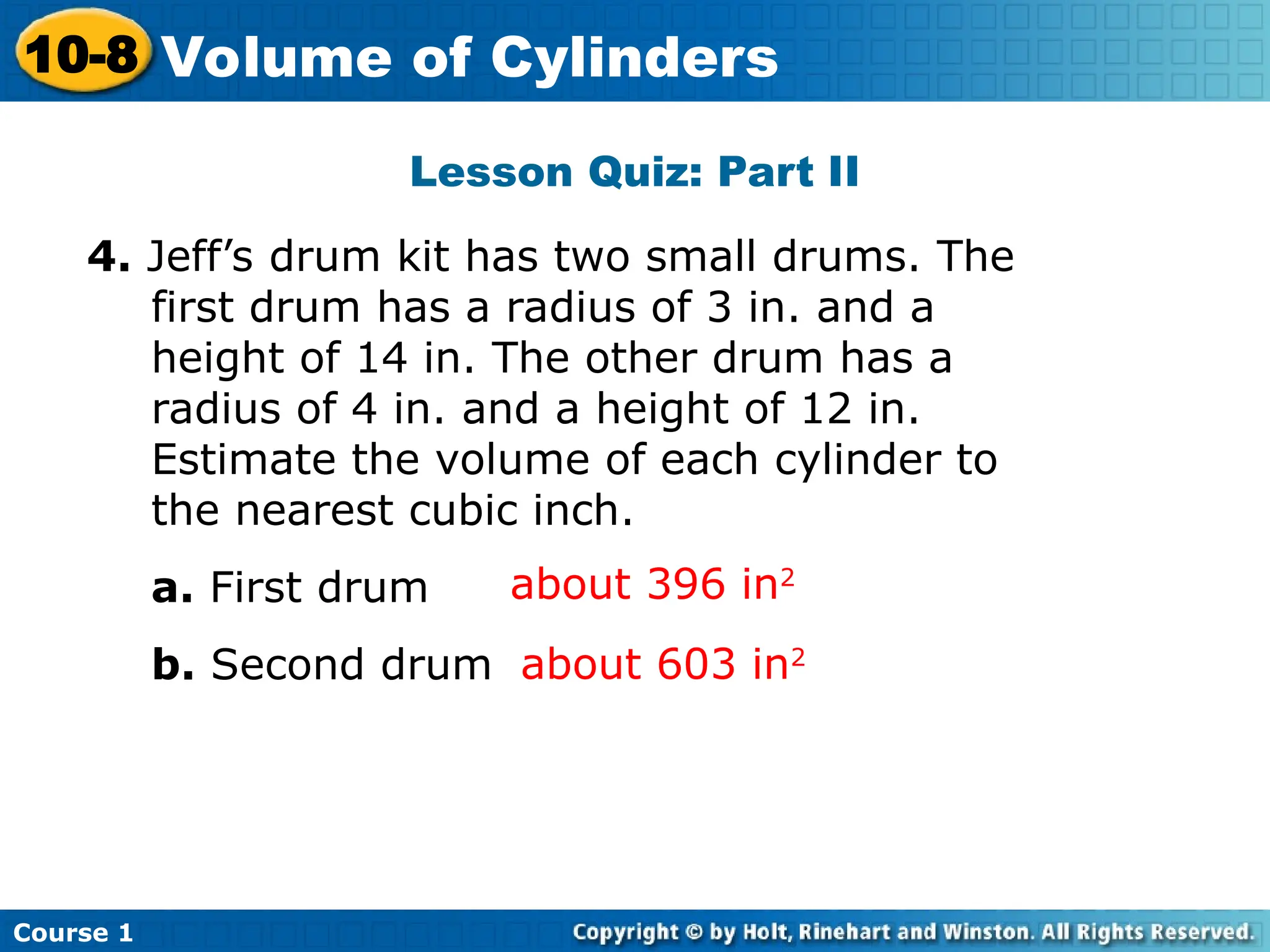 Volume of a Cylinder with Applications Math 7 | PPT