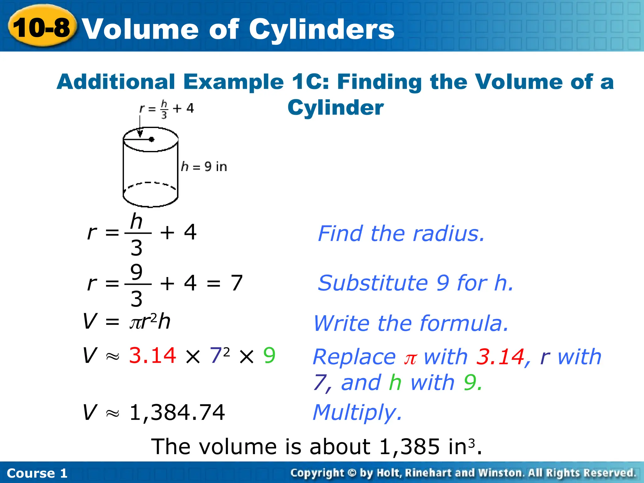 Volume of a Cylinder with Applications Math 7 | PPT