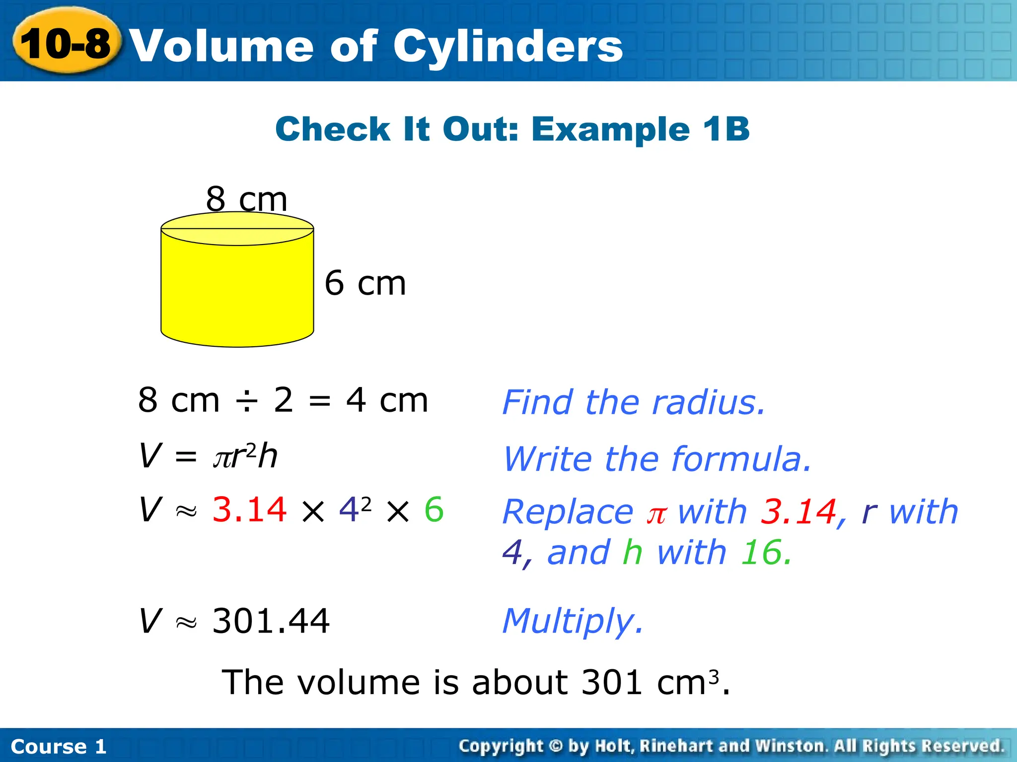 Volume of a Cylinder with Applications Math 7 | PPT