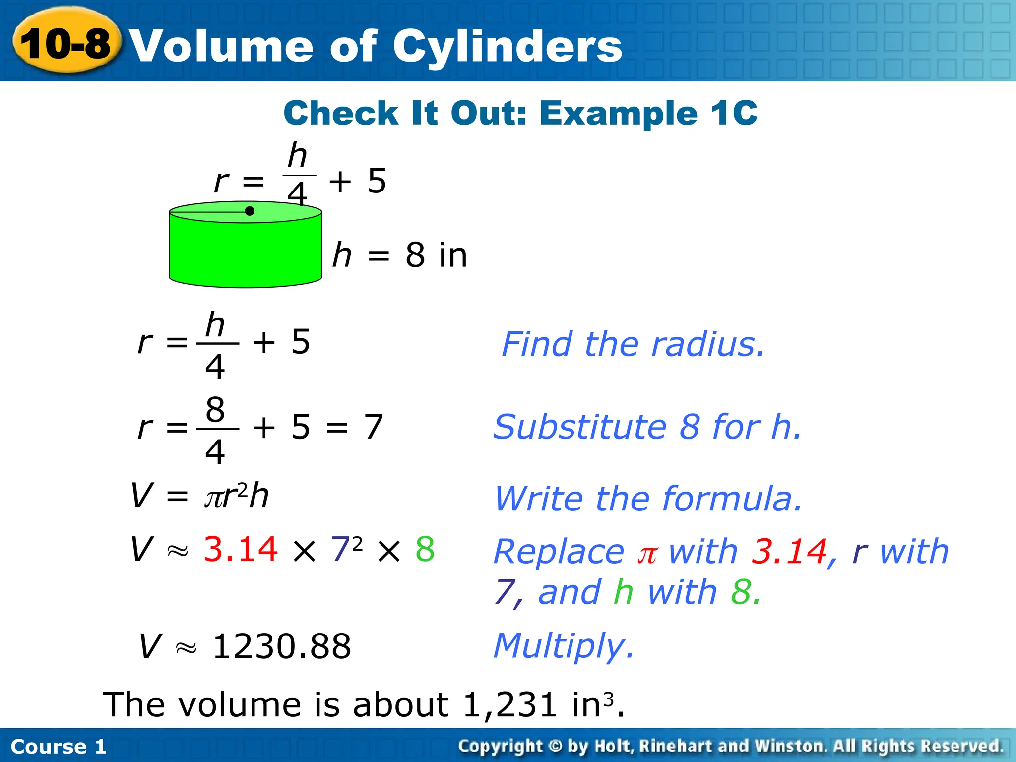 Volume of a Cylinder with Applications Math 7 | PPT