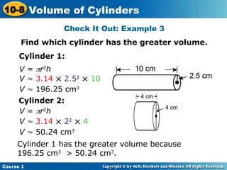 Volume of a Cylinder with Applications Math 7 | PPT