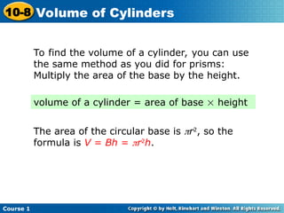 Volume of a Cylinder with Applications Math 7 | PPT