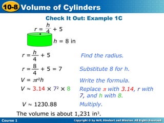 Volume of a Cylinder with Applications Math 7 | PPT