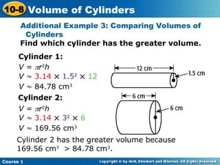 Volume of a Cylinder with Applications Math 7 | PPT