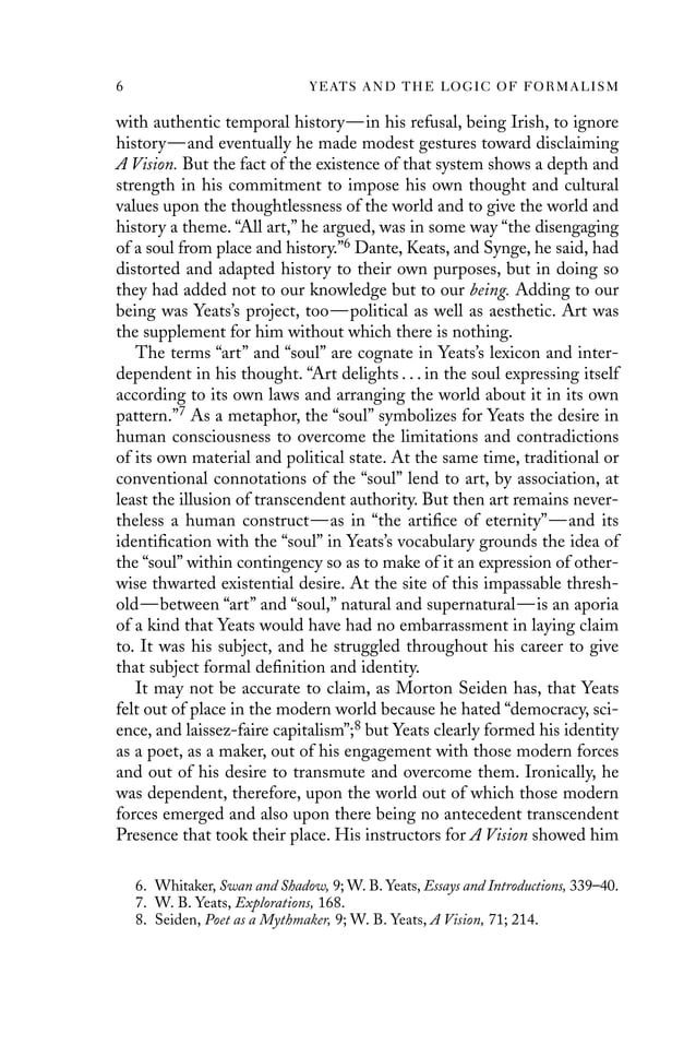 Yeats And The Logic Of Formalism First Printing Yeats William Butler ...