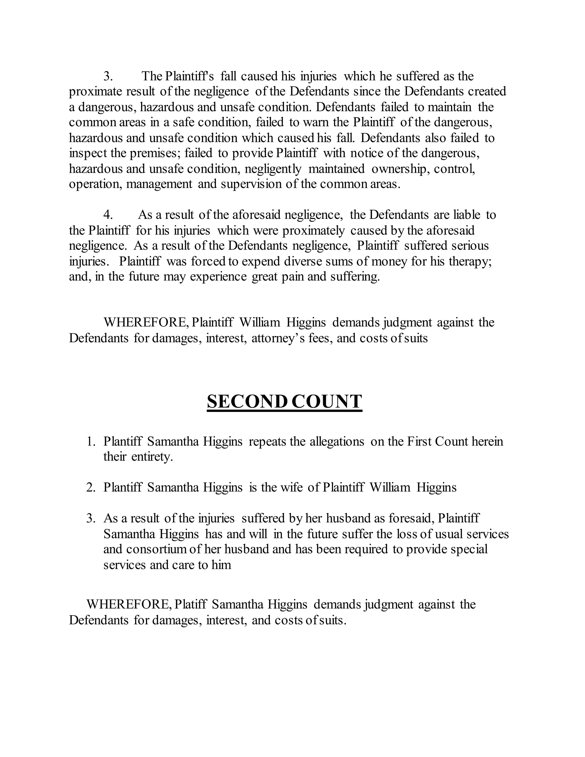 Personal Injury Complaint | DOCX