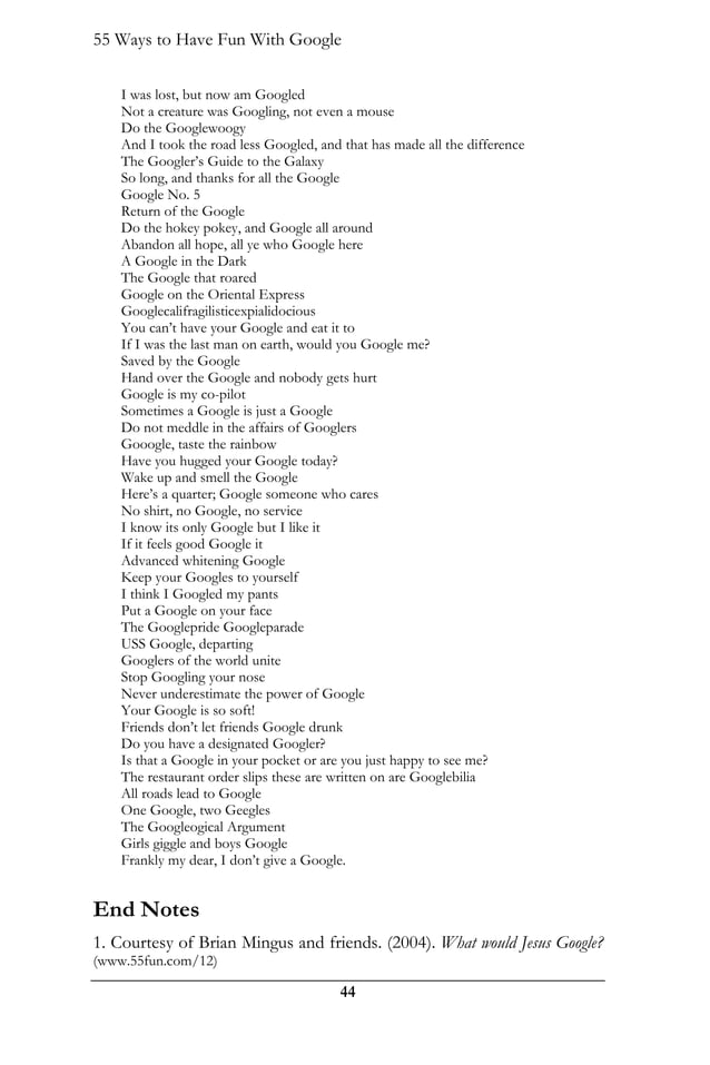 55 Ways To Have Fun With Google | PDF