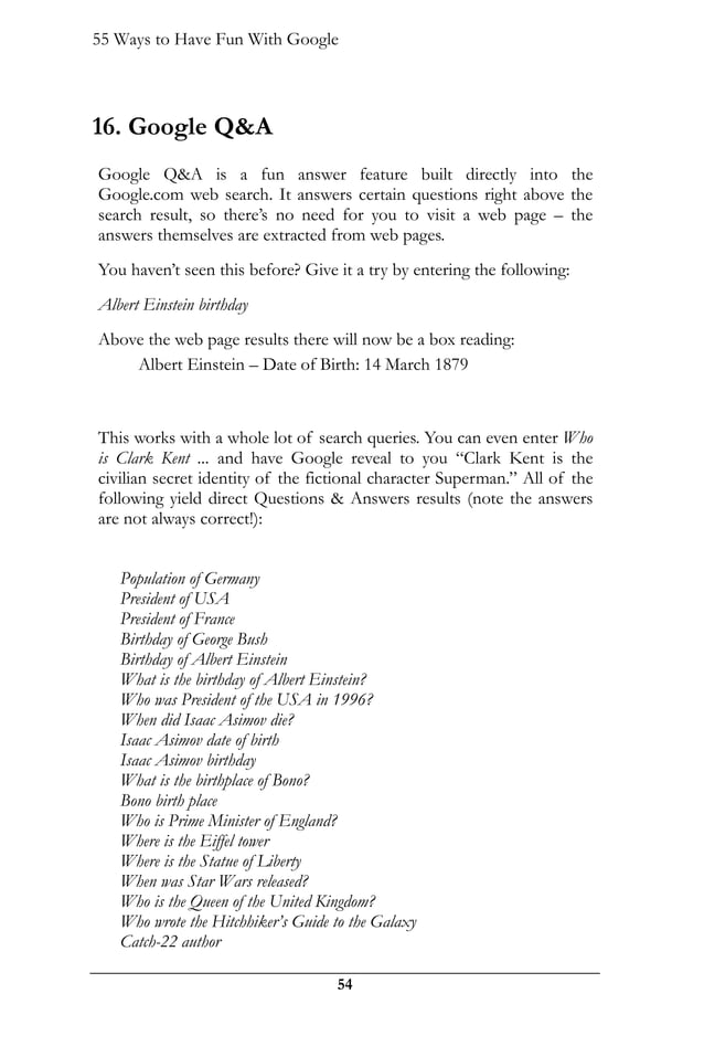 55 Ways To Have Fun With Google | PDF